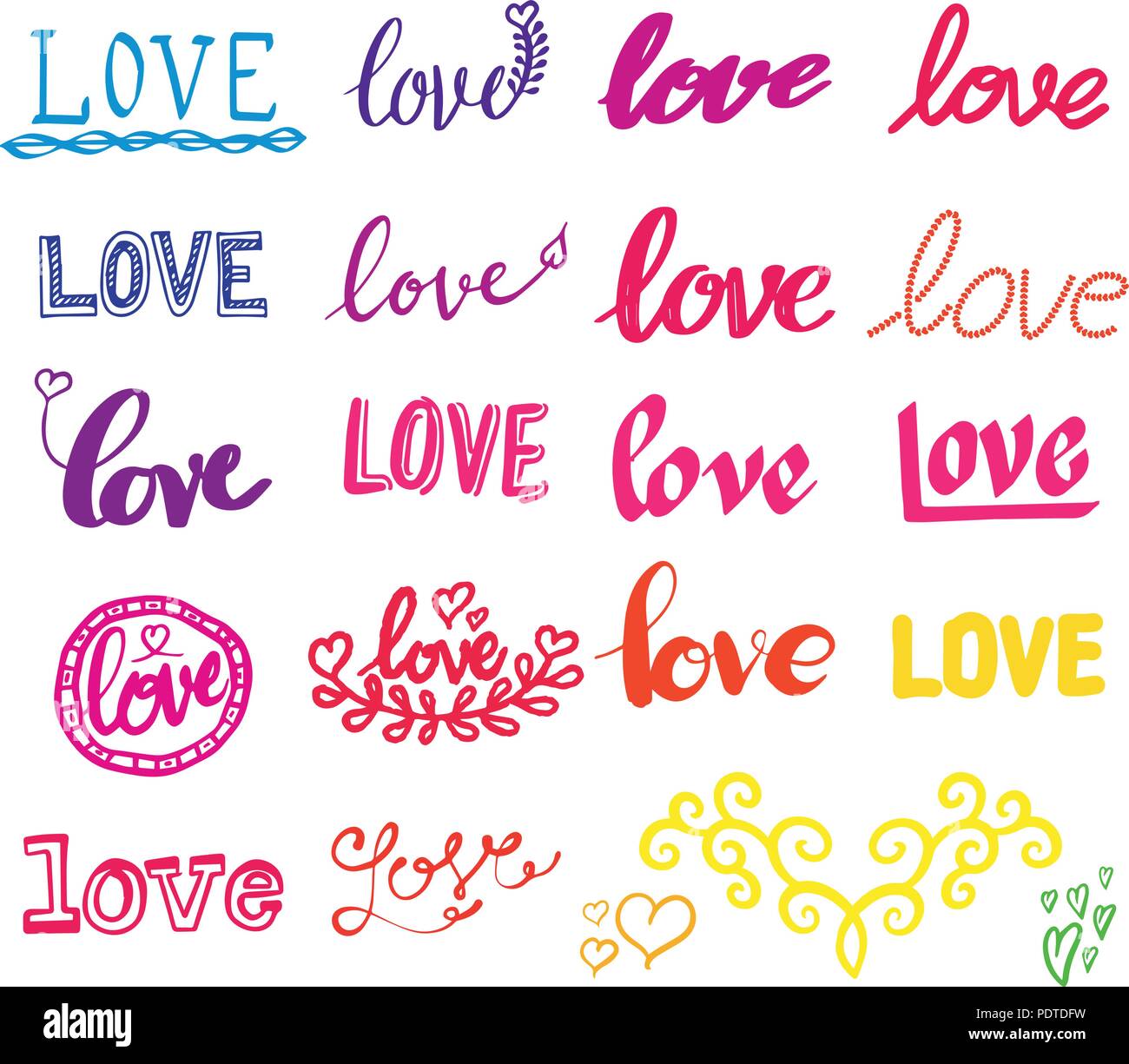 Love lettering collection. Vector illustration for love concept ...