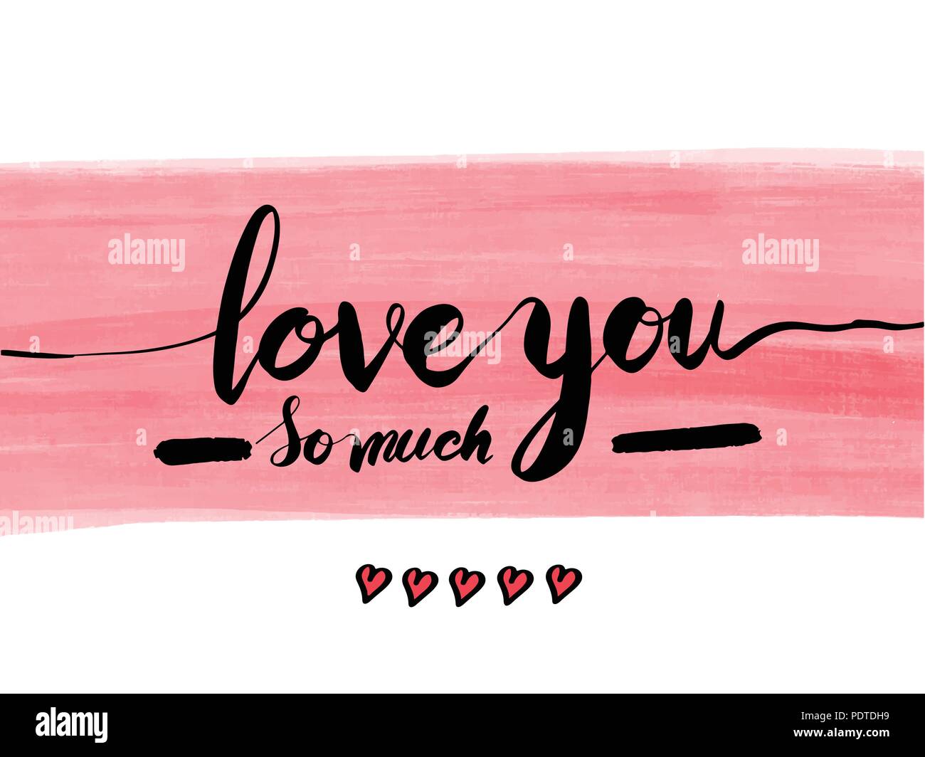 love you so much, vector lettering, handwritten text on pink background ...