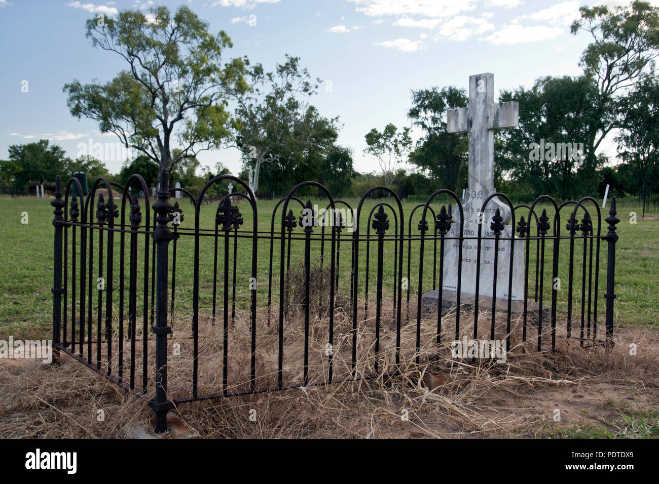 Early pioneer graves in the cemetery at Georgetown, an Outback town in ...
