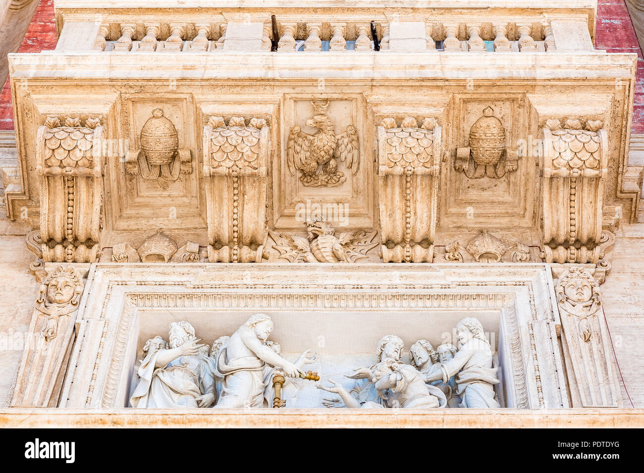 Vatican city, Vatican - October 12, 2016: Relief above the main doorway ...