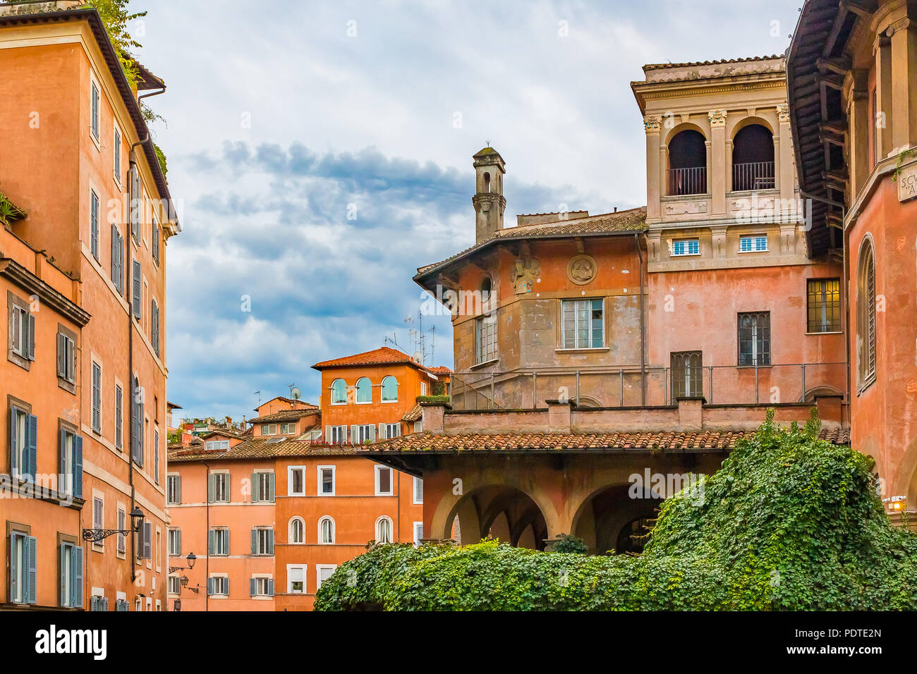 Architecture of old traditional roman Mediterranean buildings in Rome ...