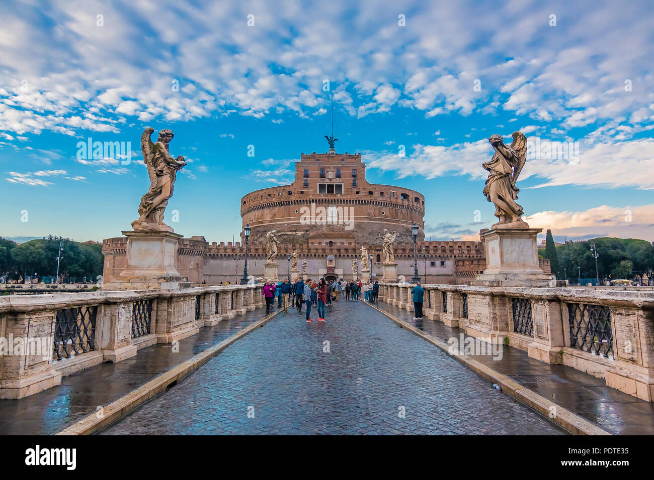 Rome, Italy - October 11, 2016: Marble statues of Angels by famous ...