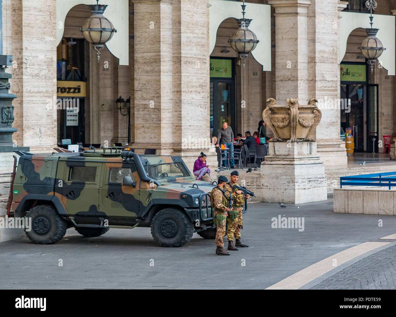 Rome. Italy - October 11, 2016: Two officers carrying Beretta assault ...
