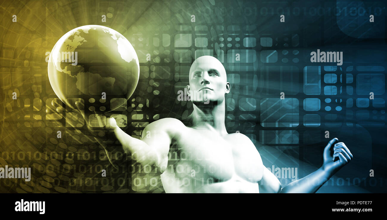 World Business Background with Man Lifting Globe Concept Stock Photo ...