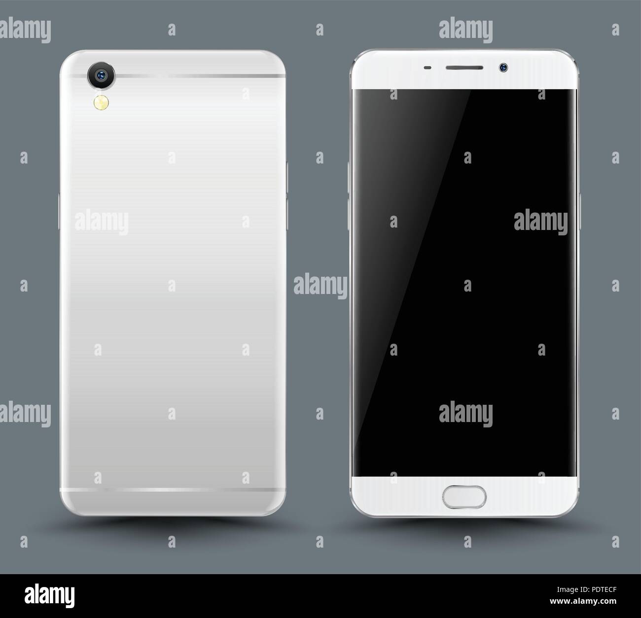 Front and back smartphone mockup. Easy place image into screen ...