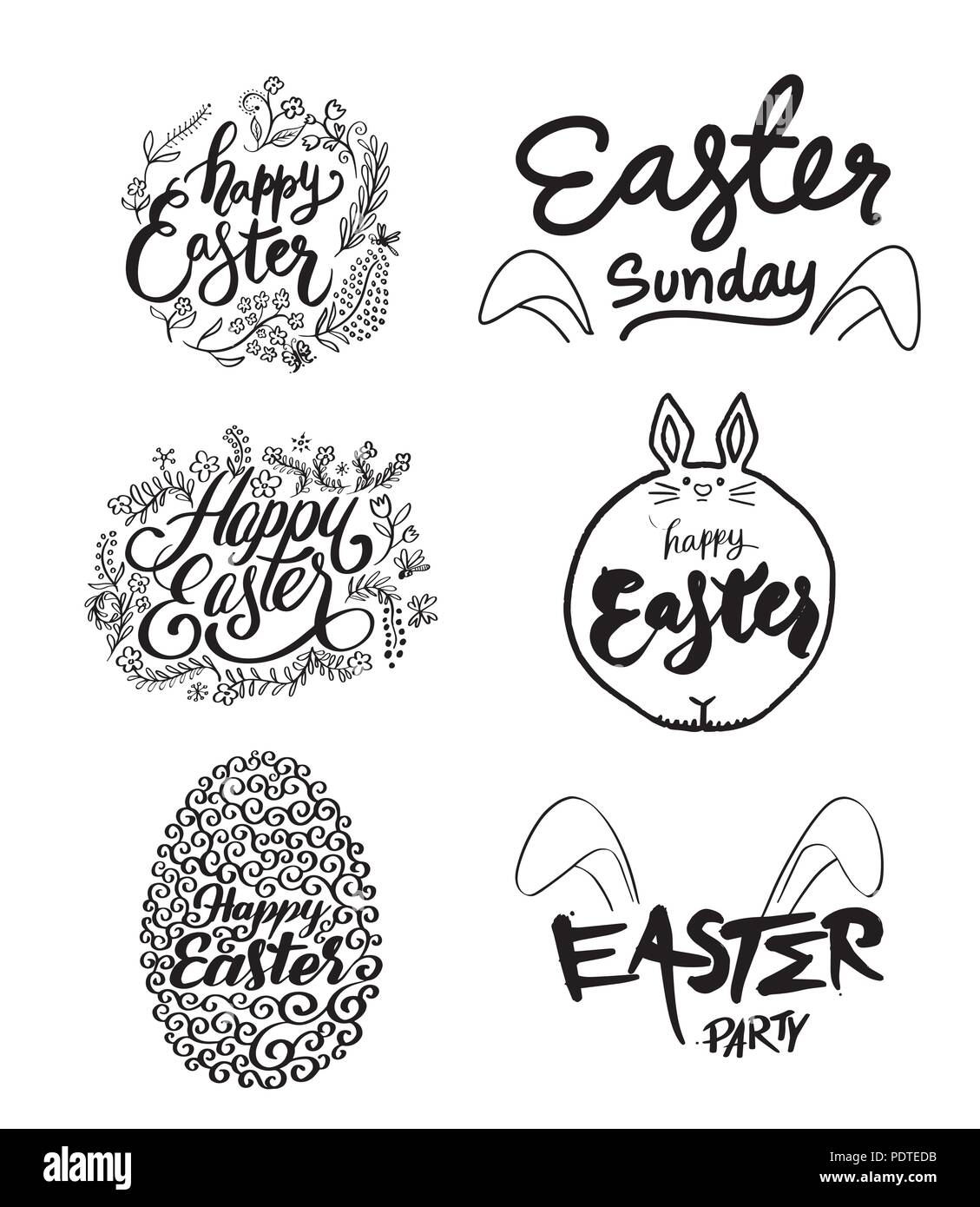 Hand drawn easter lettering set. Vector illustration for Easter day ...