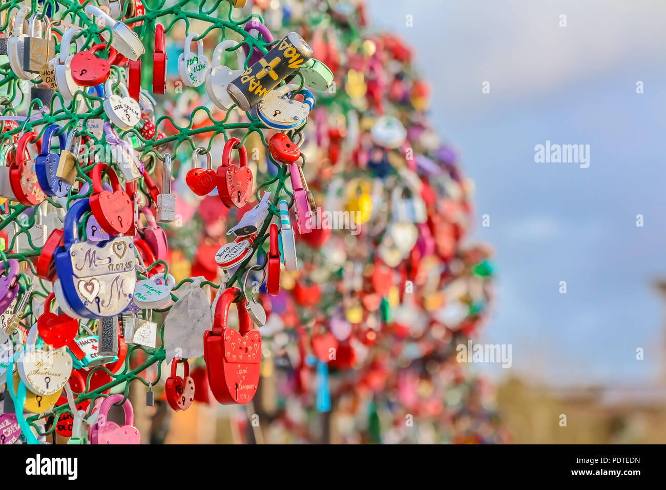 Love locks symbolizing unity, engagement, marriage and commitment have ...