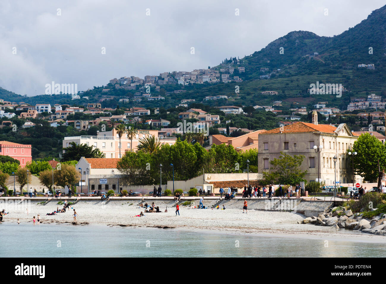 Beach and waterfront, L'Île-Rousse, Corsica, France Stock Photo - Alamy