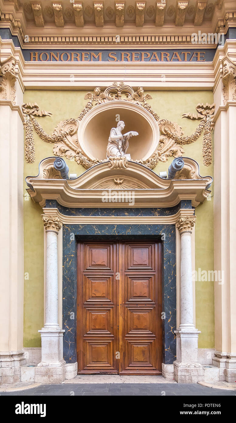 Main entrance of Nice Cathedral (Basilique Cathedrale Sainte Marie et ...