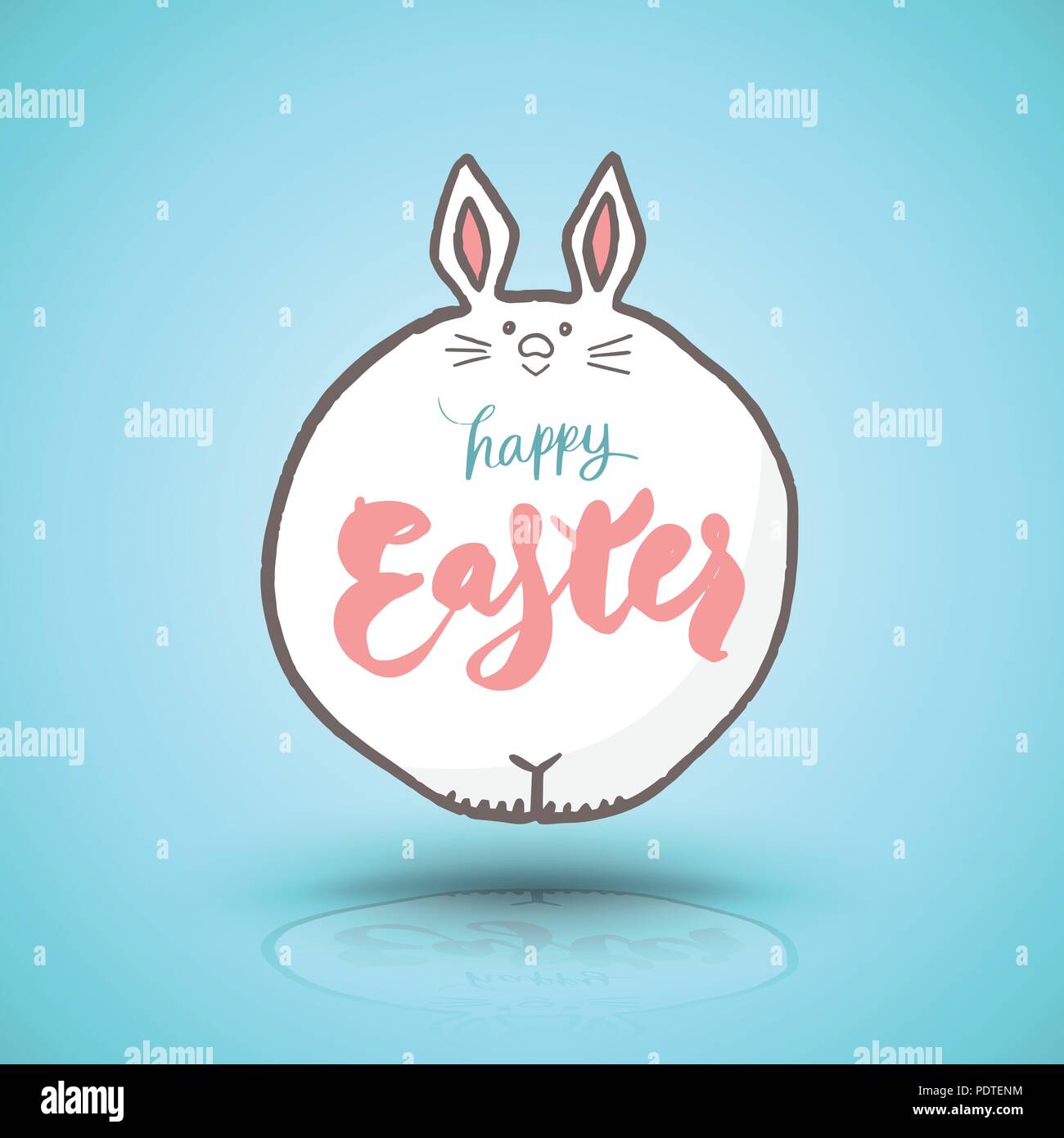Fat bunny banner with happy easter lettering. Vector illustration Stock ...