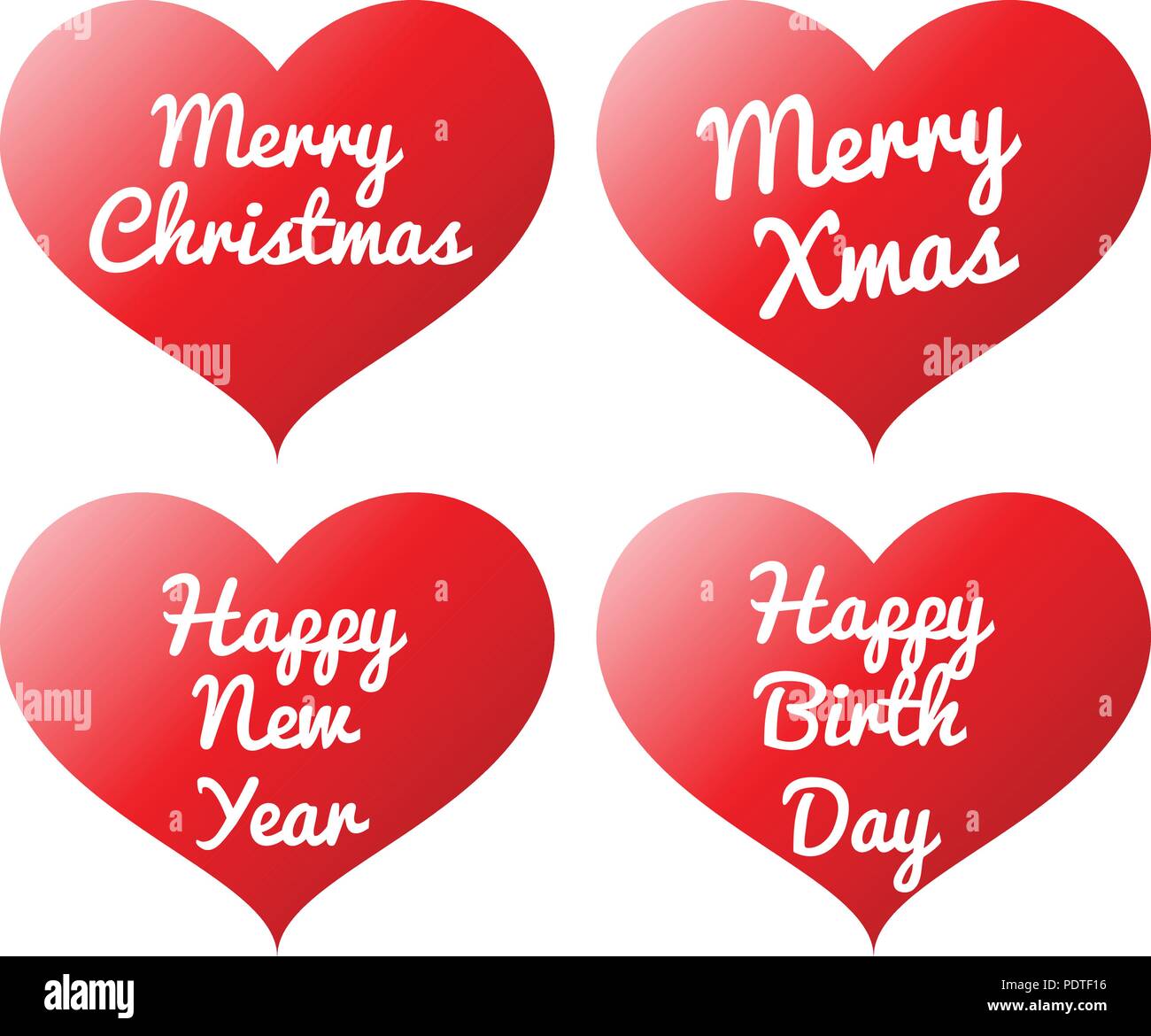 Red Heart set with special day message. Vector illustration Stock ...