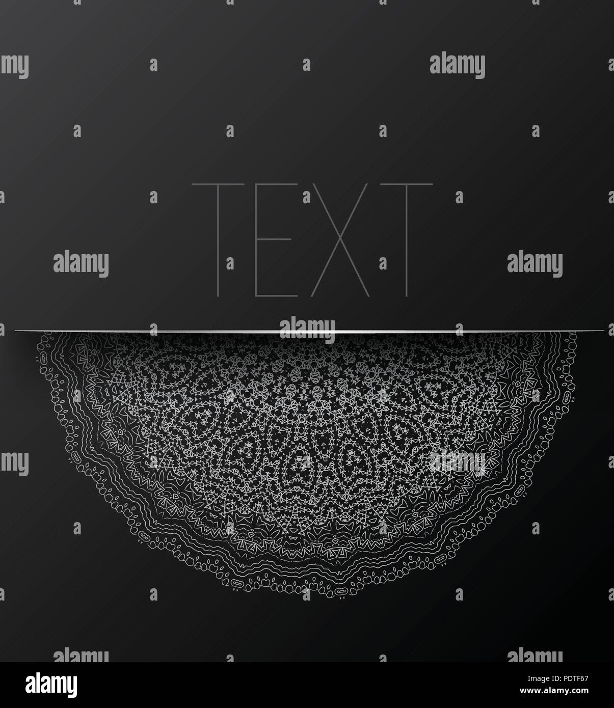 Dark elegance card with half round lace ornament, mandala, for greeting ...