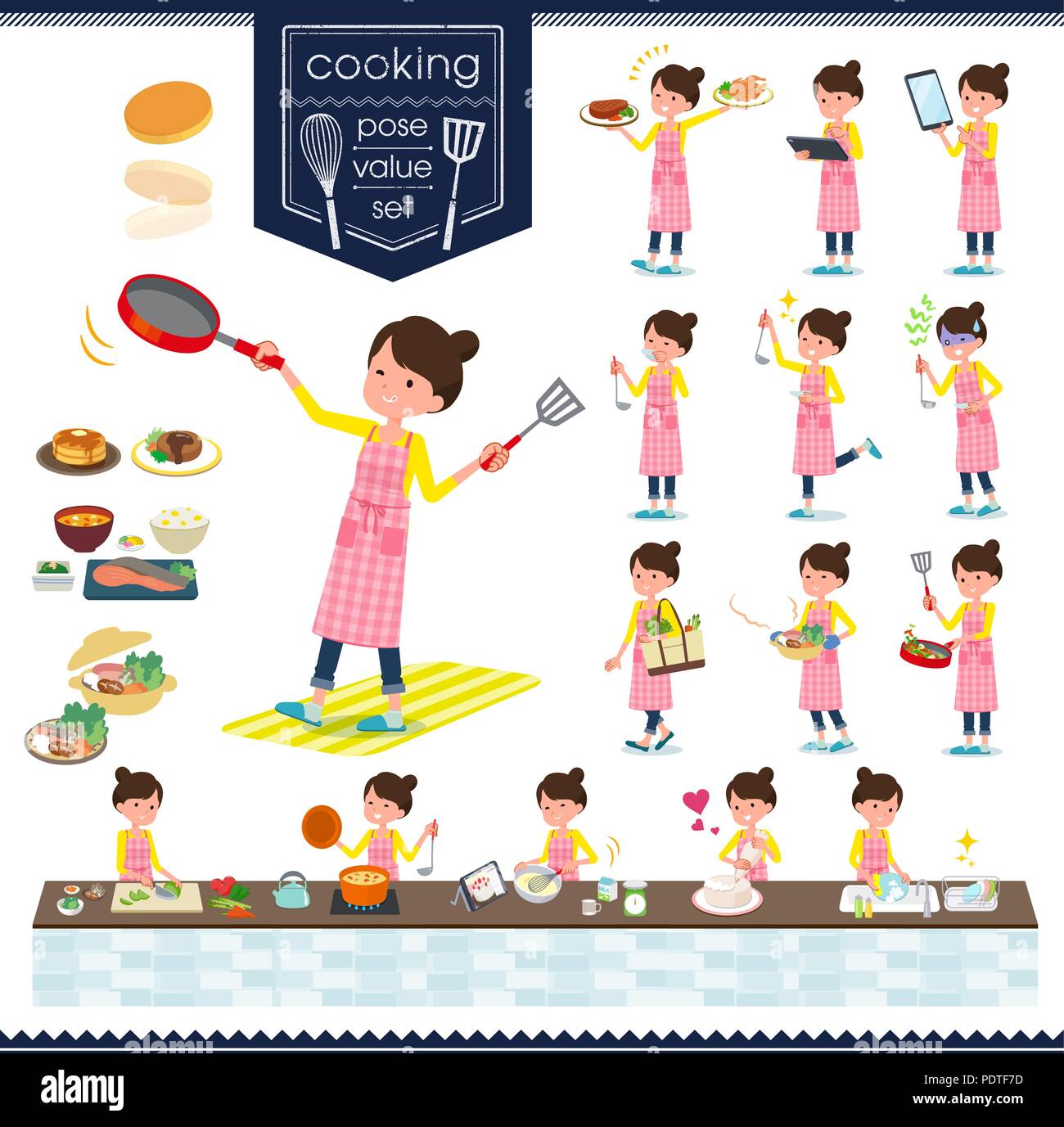A set of women about cooking.There are actions that are cooking in ...