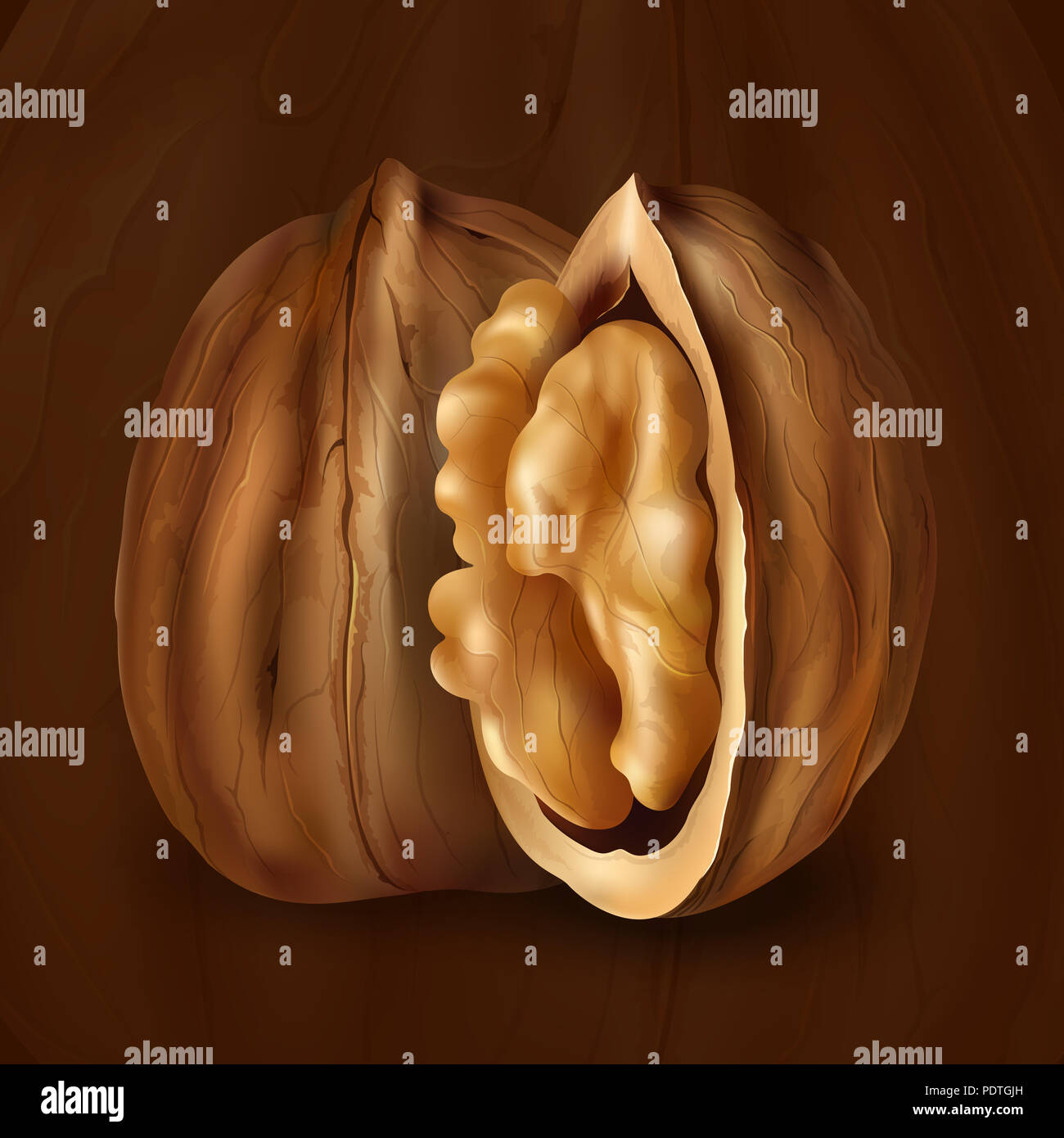Walnut on a brown background Stock Photo - Alamy