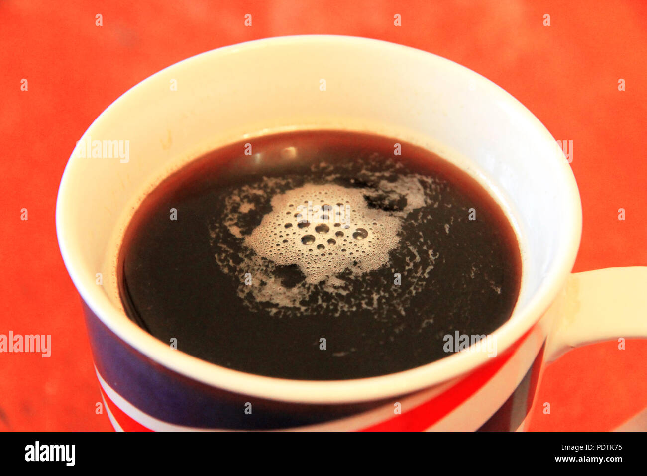 Coffee break. Cup of coffee up view in colorful cup Stock Photo - Alamy