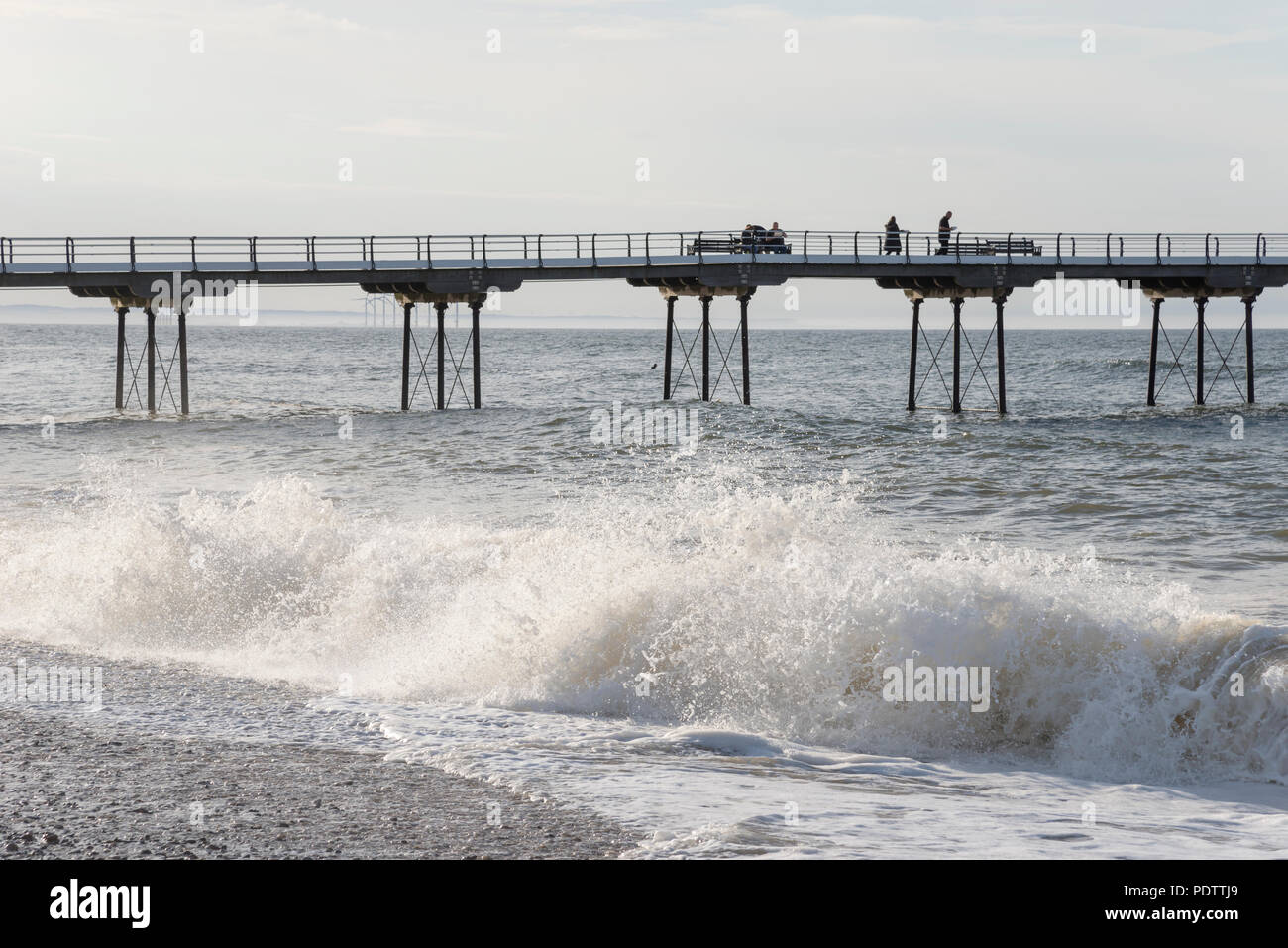 Lively surf on the beach at Saltburn-by-the-sea, North Yorkshire ...