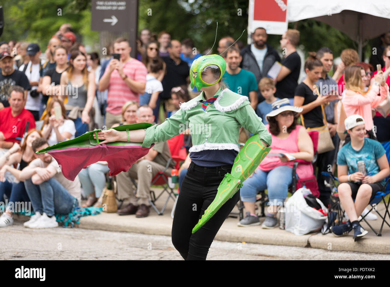 Cleveland, Ohio, USA - June 9, 2018 young woman dress up as a mantis At ...