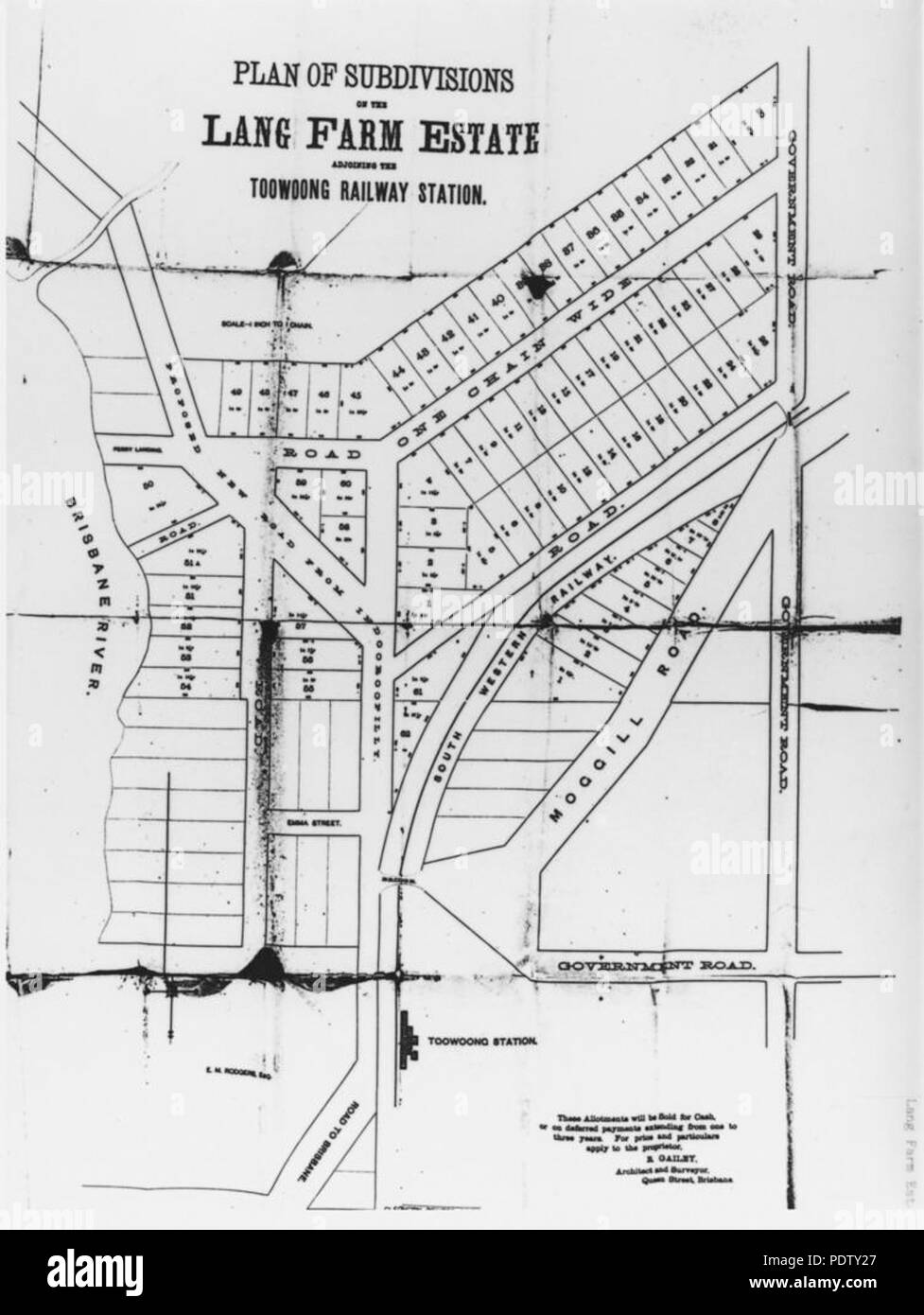 217 StateLibQld 1 130447 Map of Lang Farm Estate, adjoining the Toowong ...