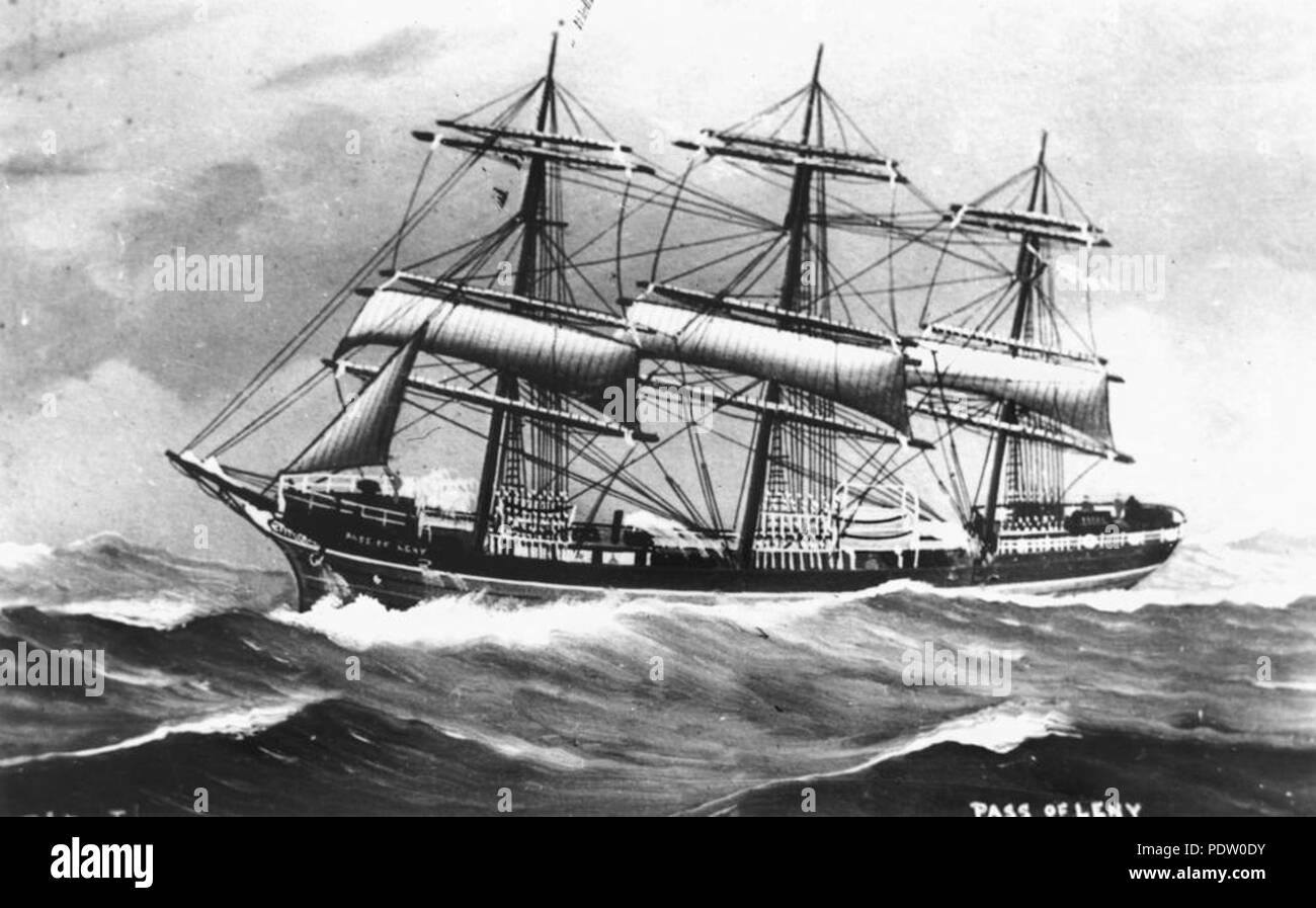 223 StateLibQld 1 141727 Drawing of the ship Pass of Leny as a three ...