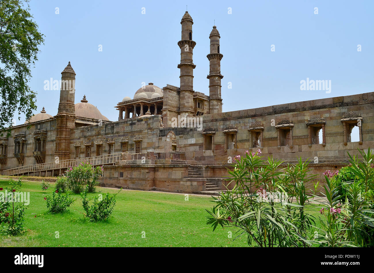 Ancient carved ruined islamic mosque in india made up of rocks and ...