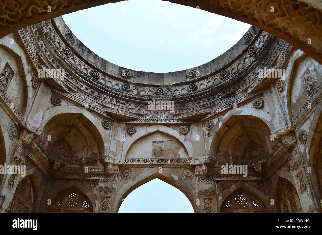 Ancient carved ruined islamic mosque in india made up of rocks and ...
