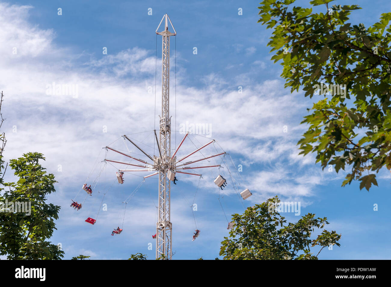 Fairground flying ride. Skyride Stock Photo - Alamy
