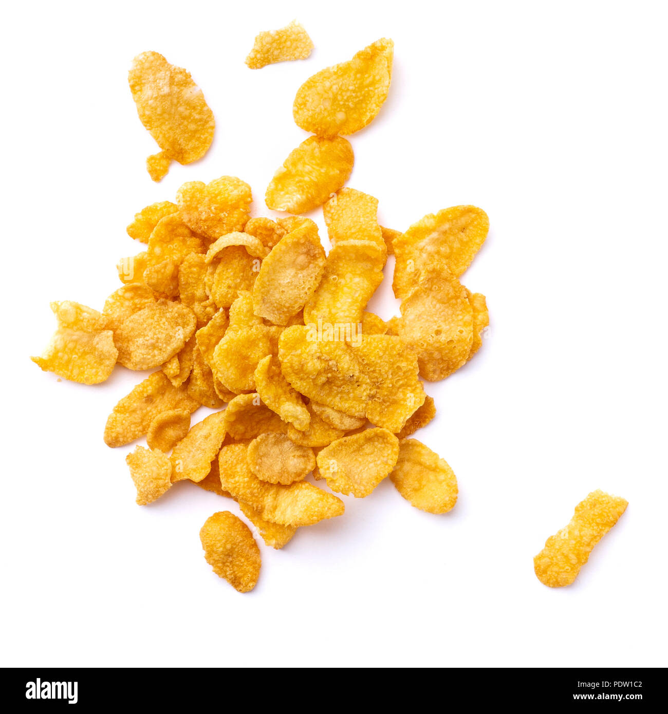 Hip of corn flakes on white, top view Stock Photo - Alamy