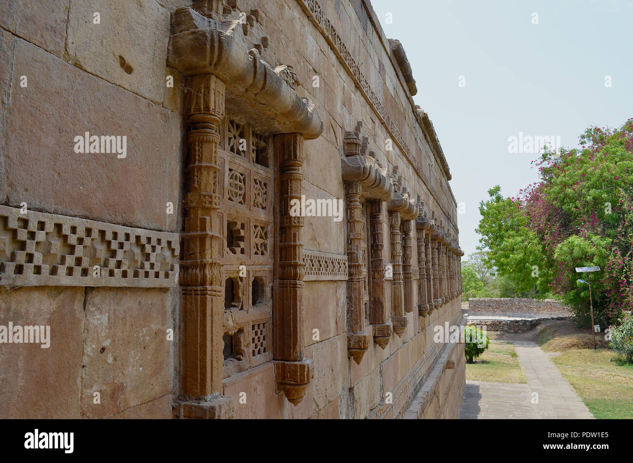Ancient carved ruined islamic mosque in india made up of rocks and ...