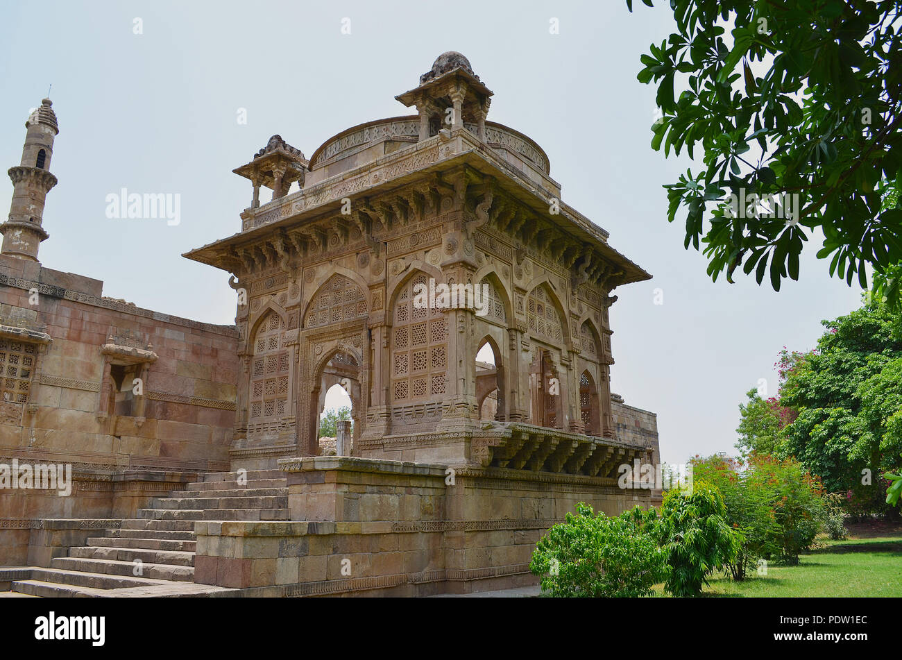 Ancient carved ruined islamic mosque in india made up of rocks and ...