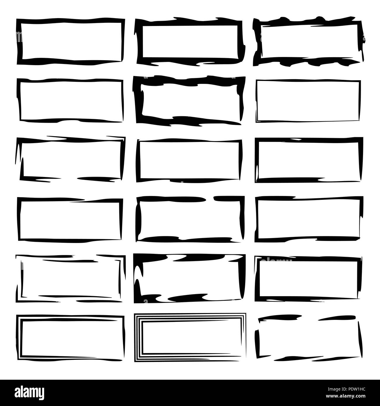 Set of black rectangle grunge frames. Geometric empty borders. Vector ...