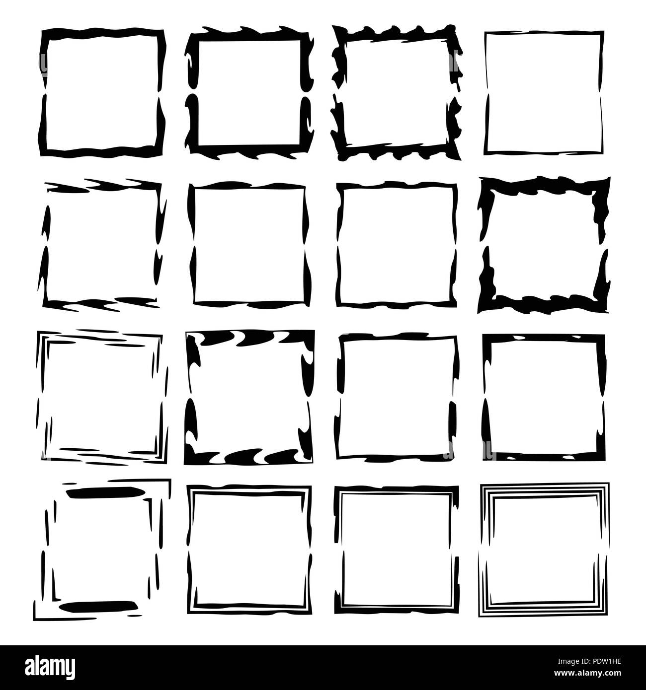 Square grunge frames. Geometric empty borders. Vector illustration ...