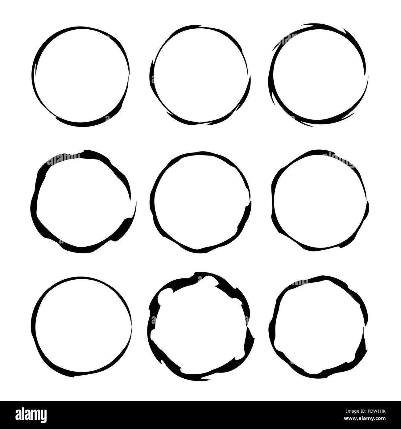 Round grunge frames. Set of borders. Vector illustration Stock Vector ...