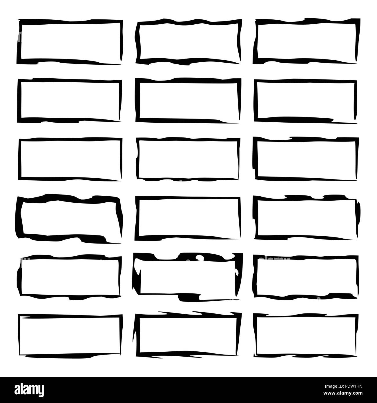 Set of black rectangle grunge frames. Geometric empty borders. Vector ...