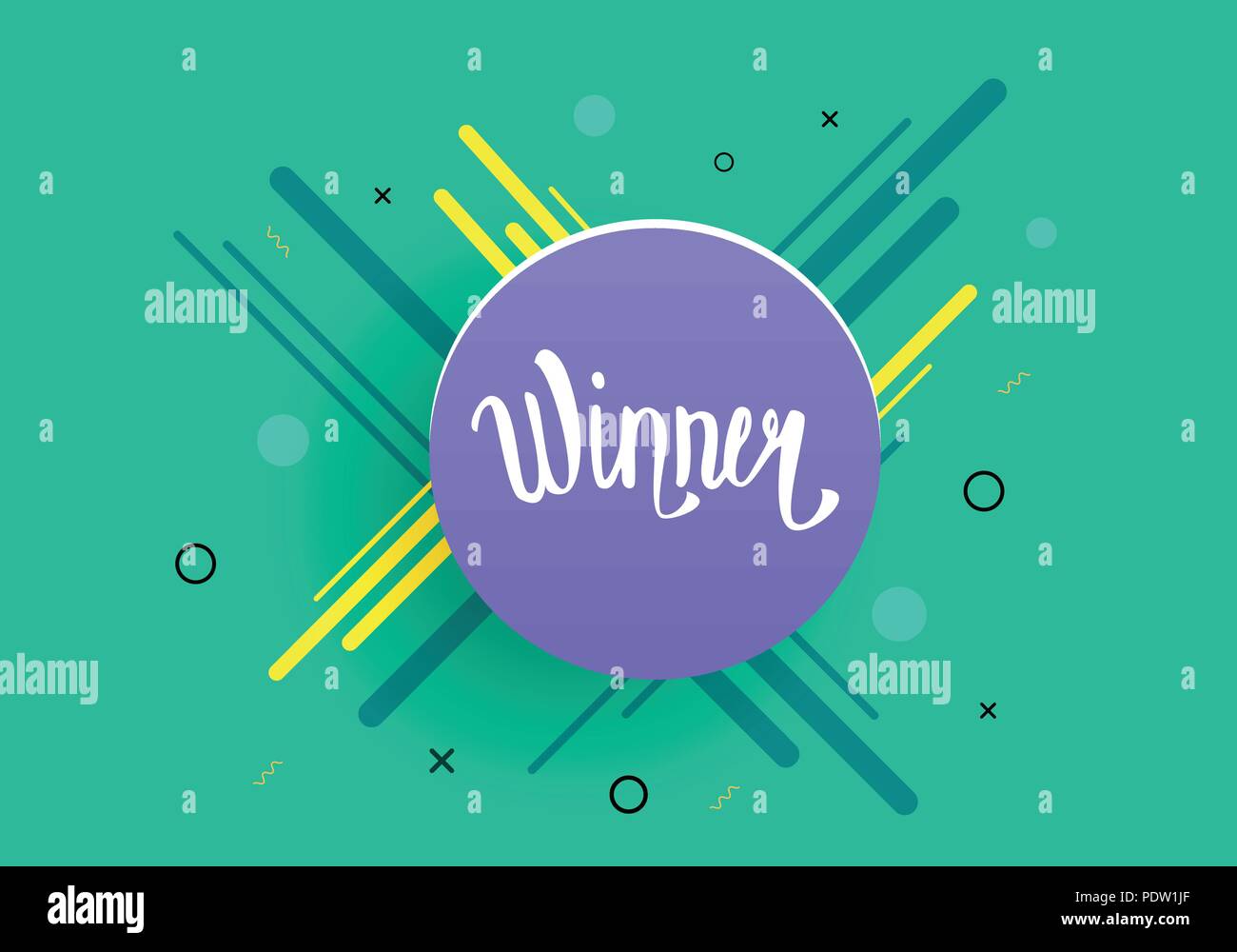 Winner card. Handwritten lettering with decoration. Template for social ...