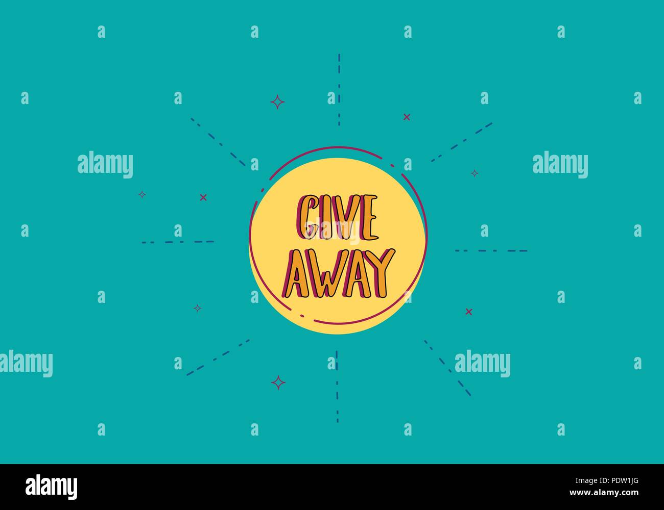 Giveaway card with round frame and handwritten lettering. Template for ...