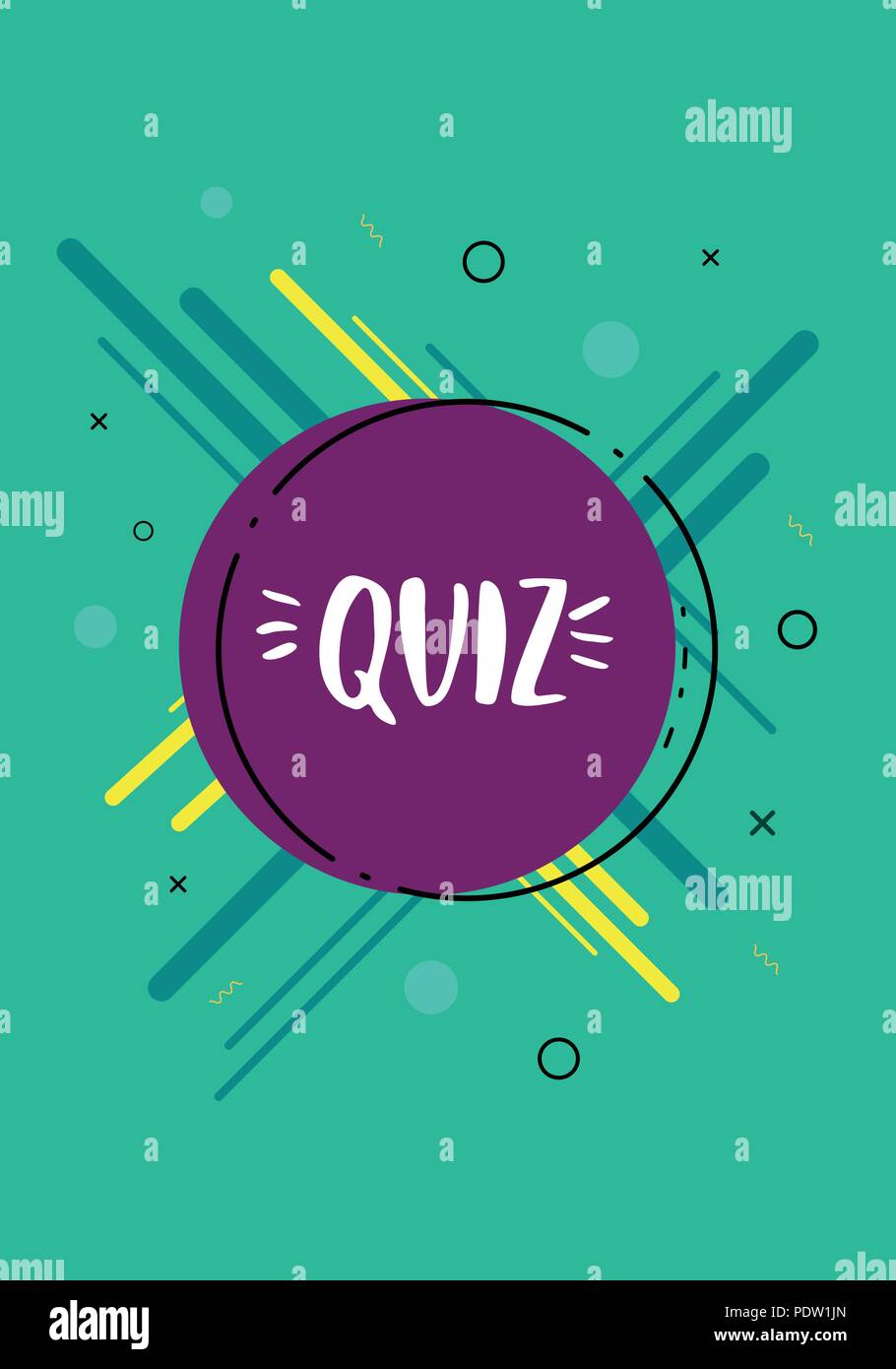 Quiz card. Retro banner with handwritten text. Vector illustration ...