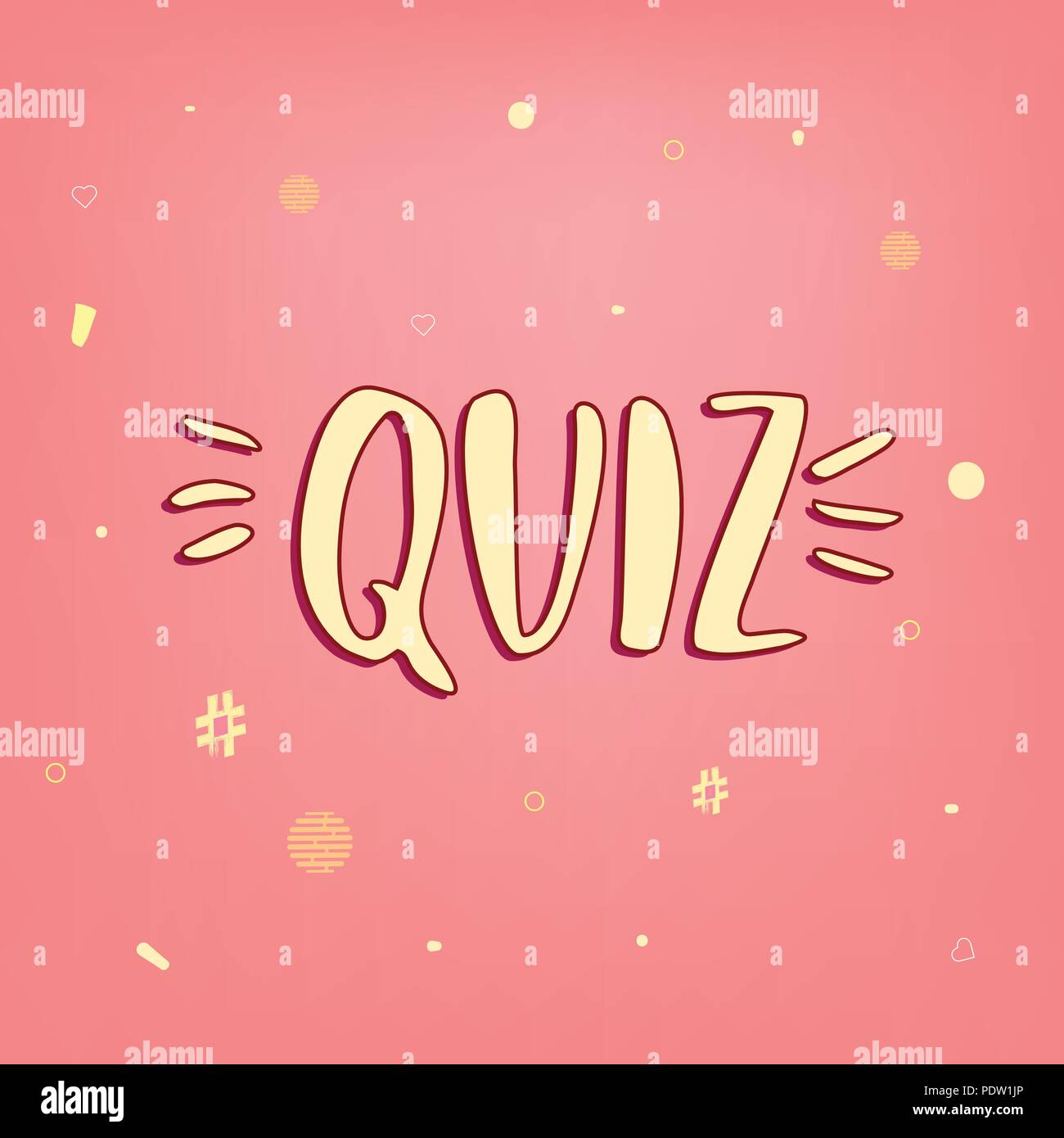 Quiz card. Retro banner with handwritten text. Vector illustration ...