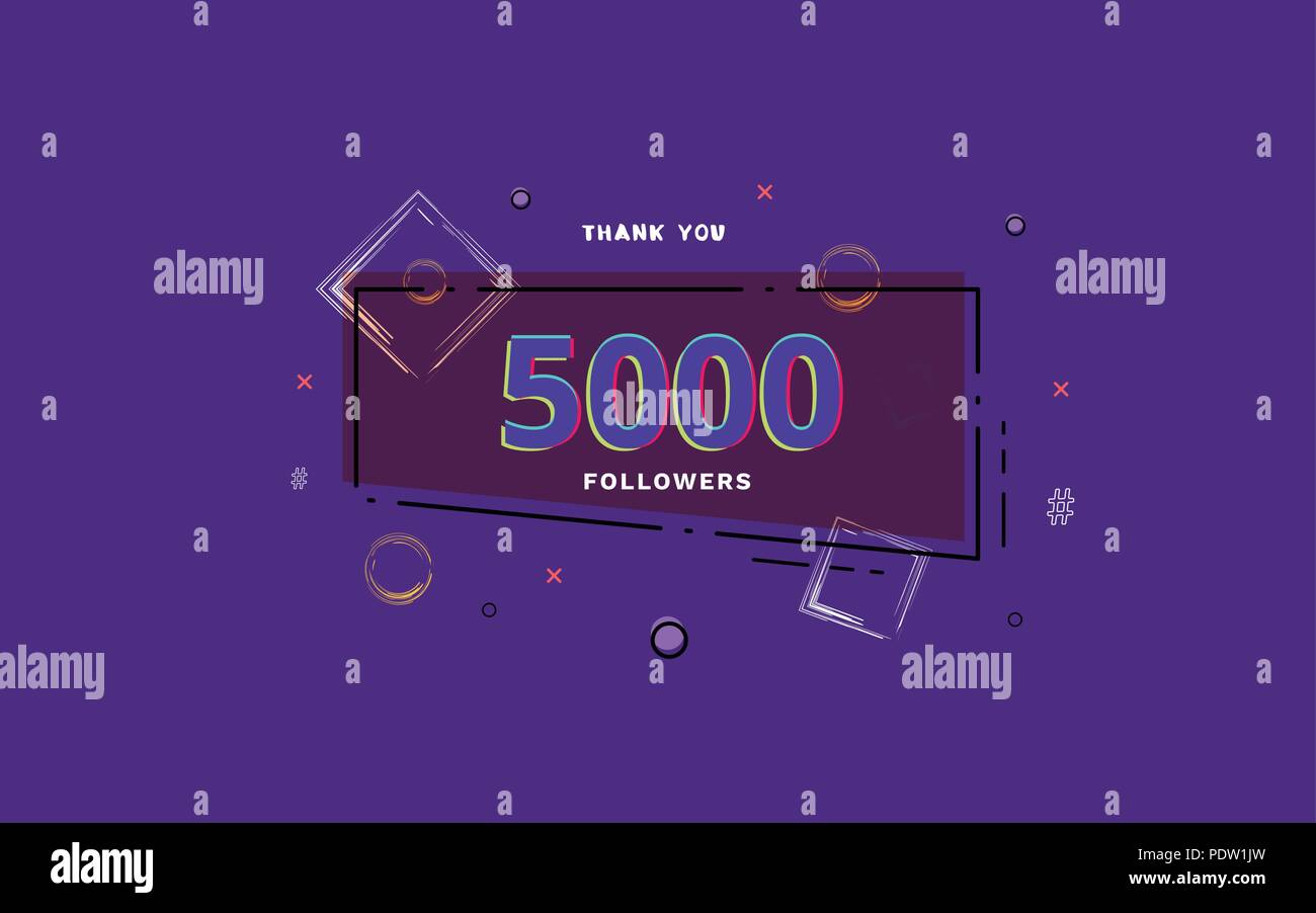 5K followers thank you post with decoration. 5000 subscribers banner ...