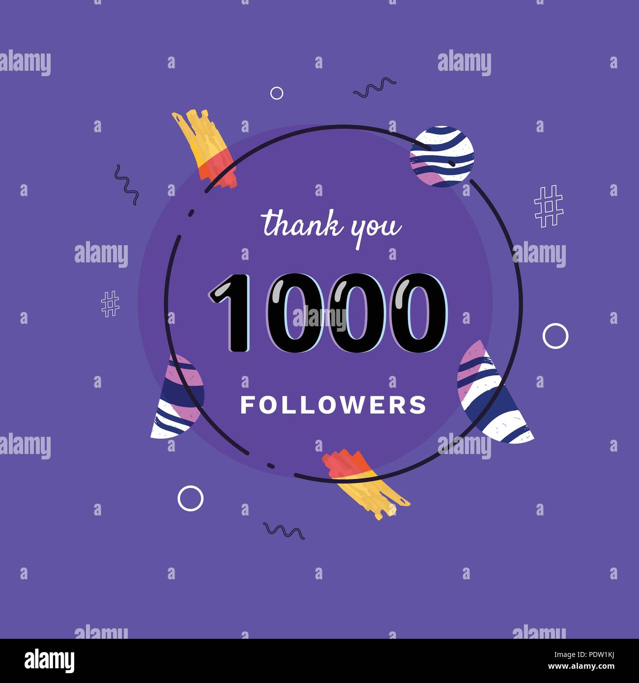 1K followers thank you post with decoration. 1000 subscribers banner ...