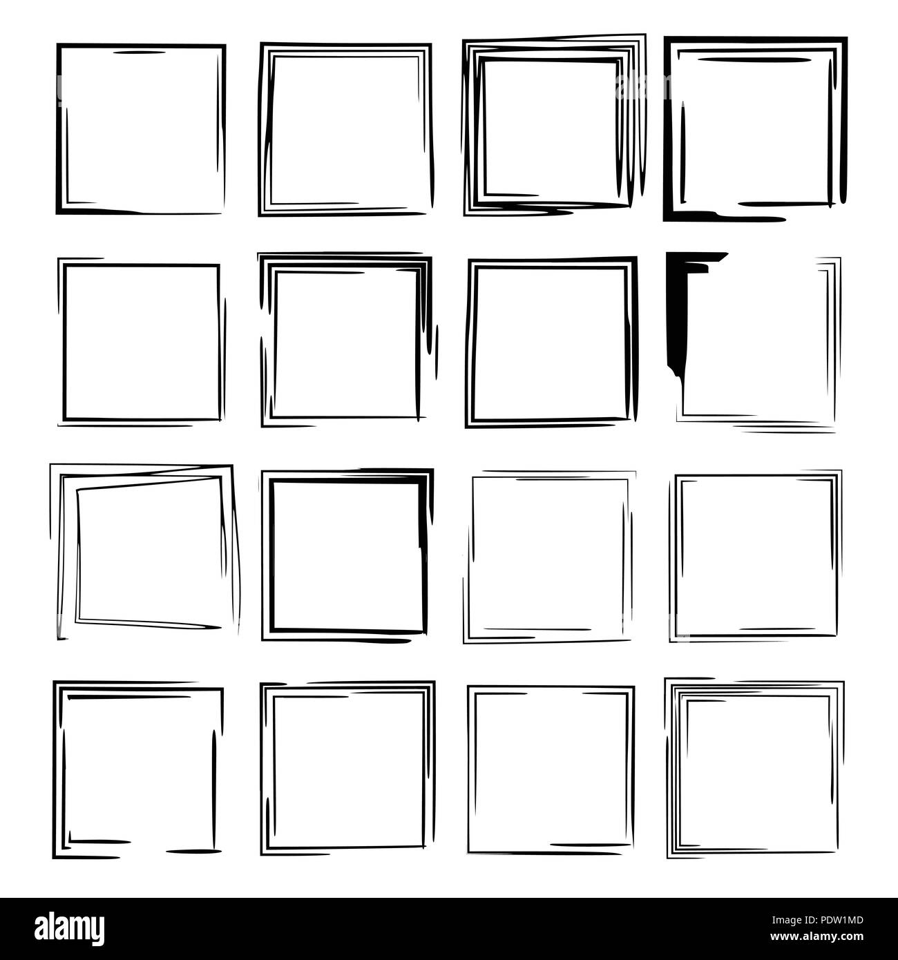 Set of black rectangle grunge frames. Geometric empty borders. Vector ...