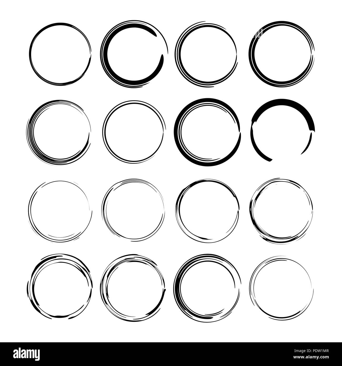 Set of black oval grunge frames. Empty borders. Vector illustration ...