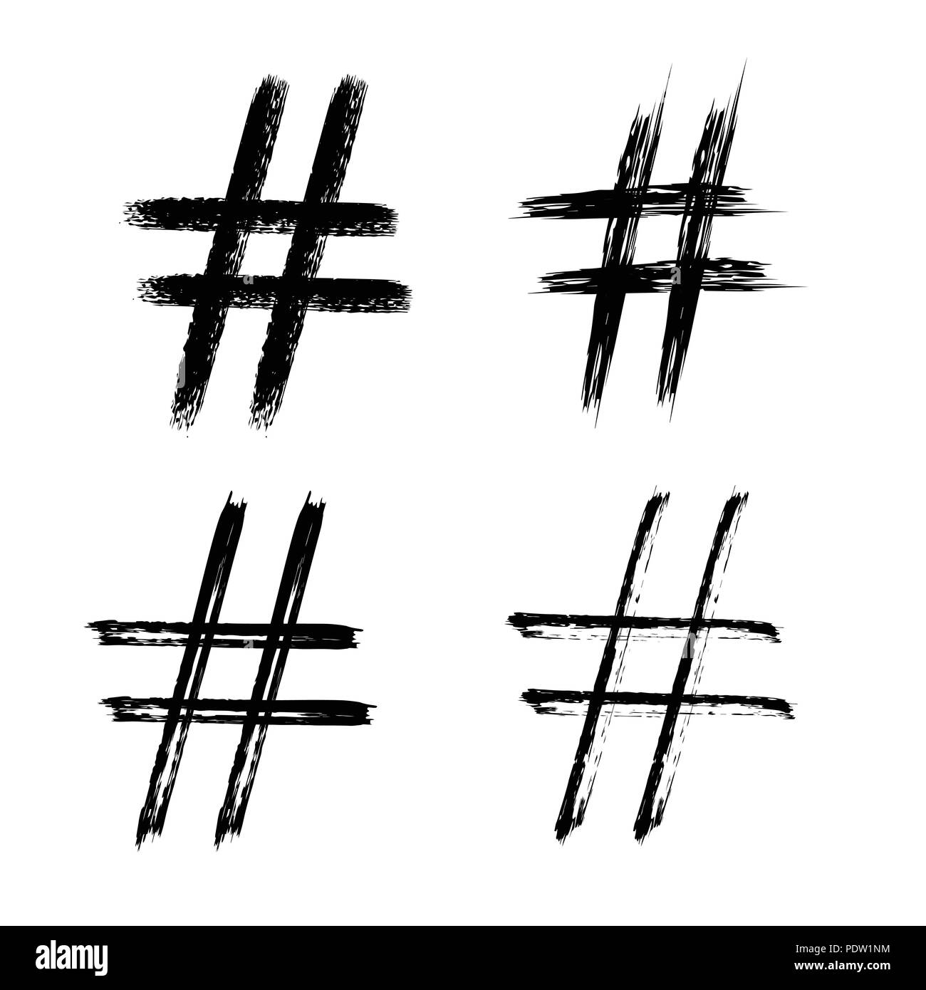 set of brush Hashtag signs banner. Number symbol. Element for graphic ...