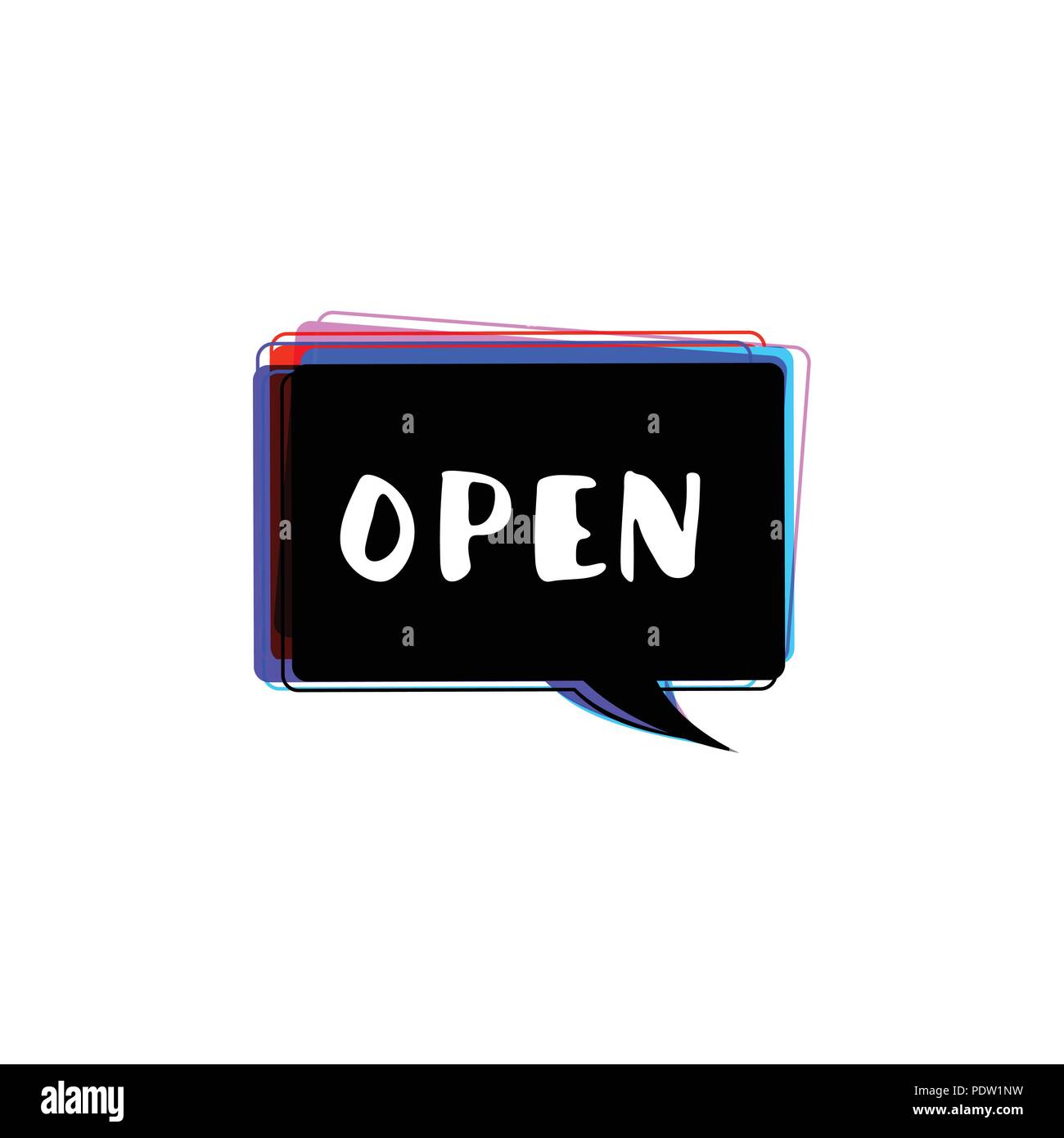 Open Glitch Singboard Isolated On White Background Vector Illustration Stock Vector Image And Art