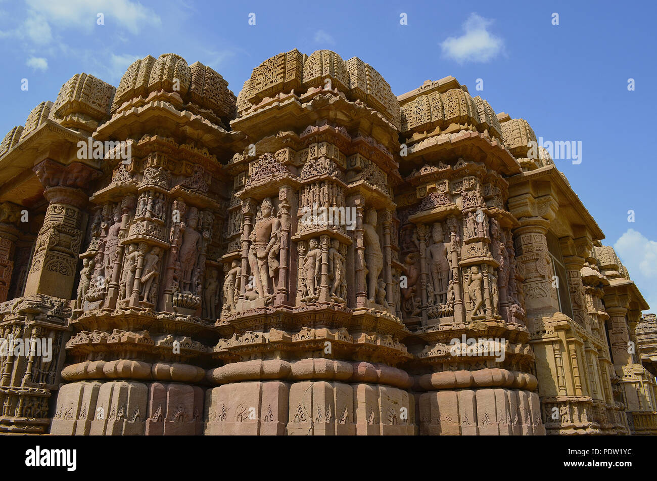 Ancient ruined carved hindu sun temple in India made up of stones and ...