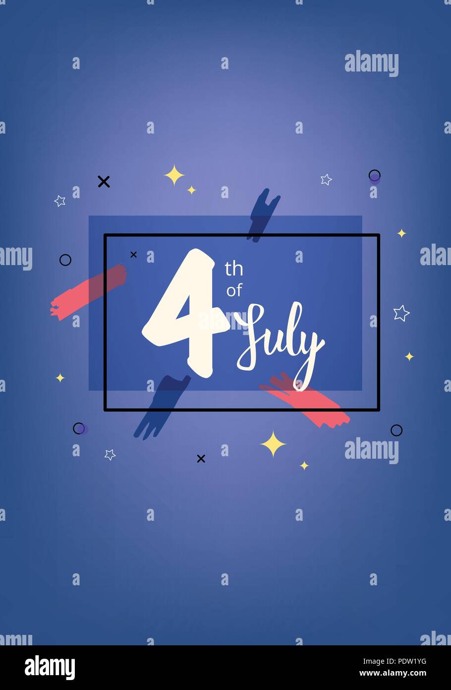 4 July vertical card. Happy Independence Day geometric banner. Template ...