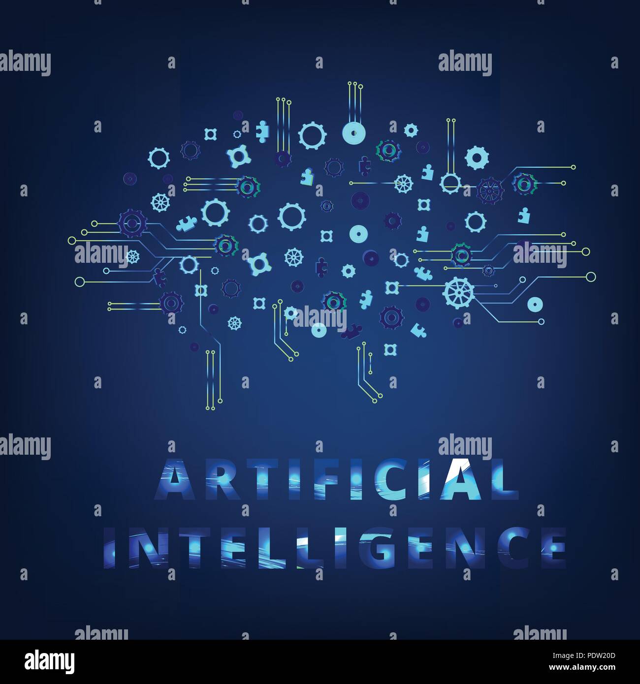 Artificial Intelligence banner with decoration. AI concept. Vector ...