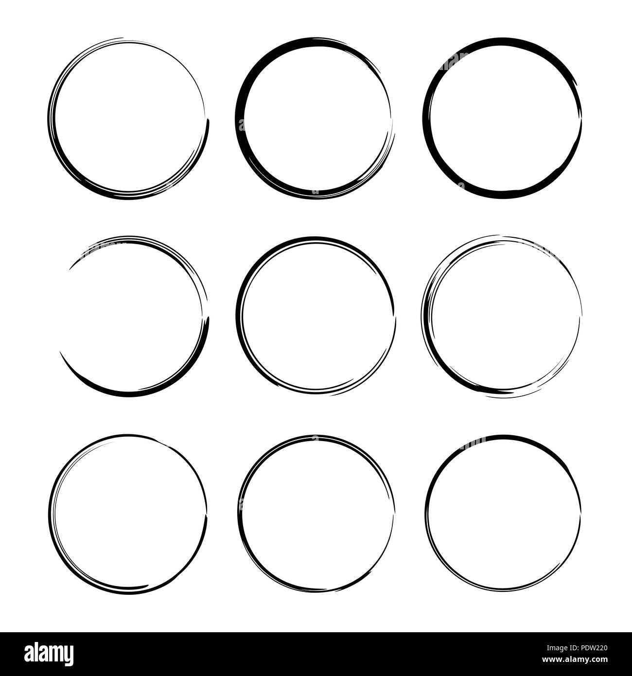 Set of round grunge frames. Empty borders. Vector illustration Stock ...