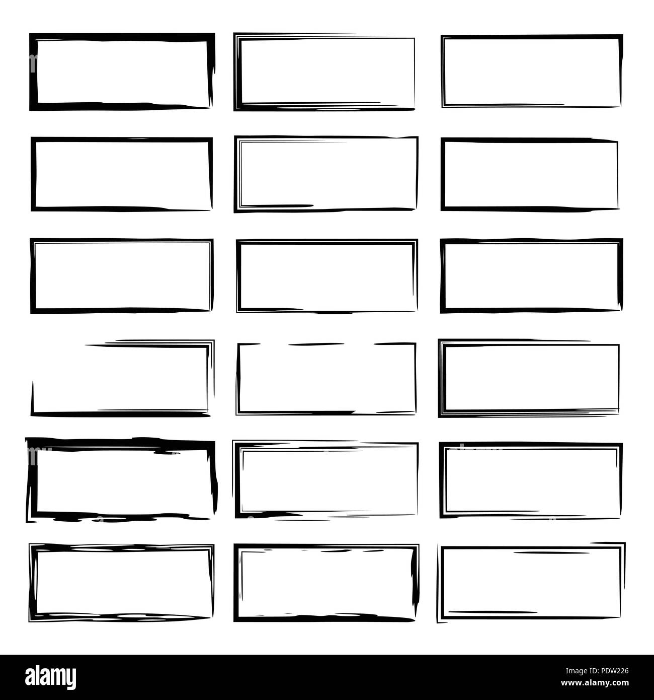 Set of grunge frames. Geometric empty borders. Vector illustration ...