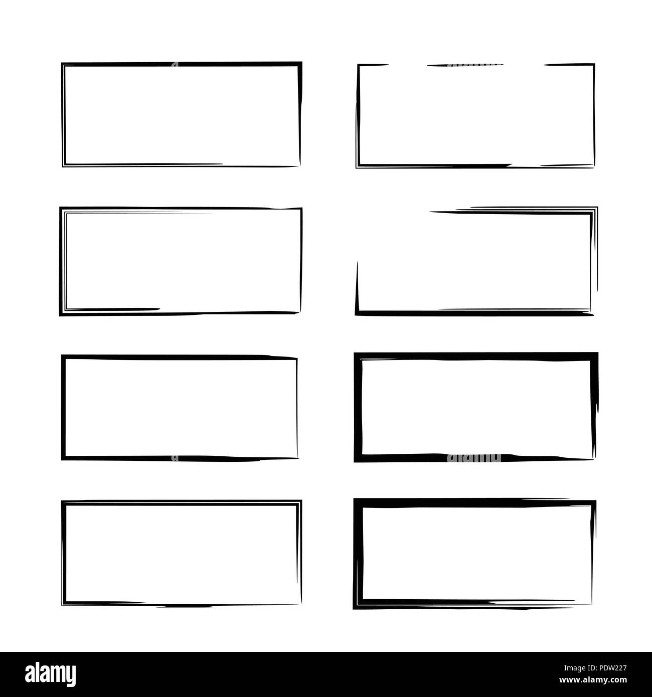Set of grunge frames. Geometric empty borders. Vector illustration ...