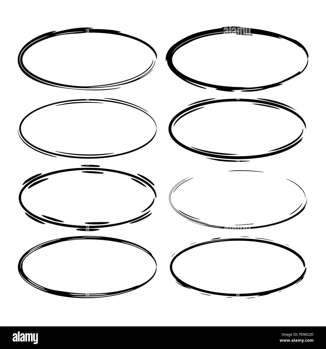 Set of round grunge frames. Empty borders. Vector illustration Stock ...